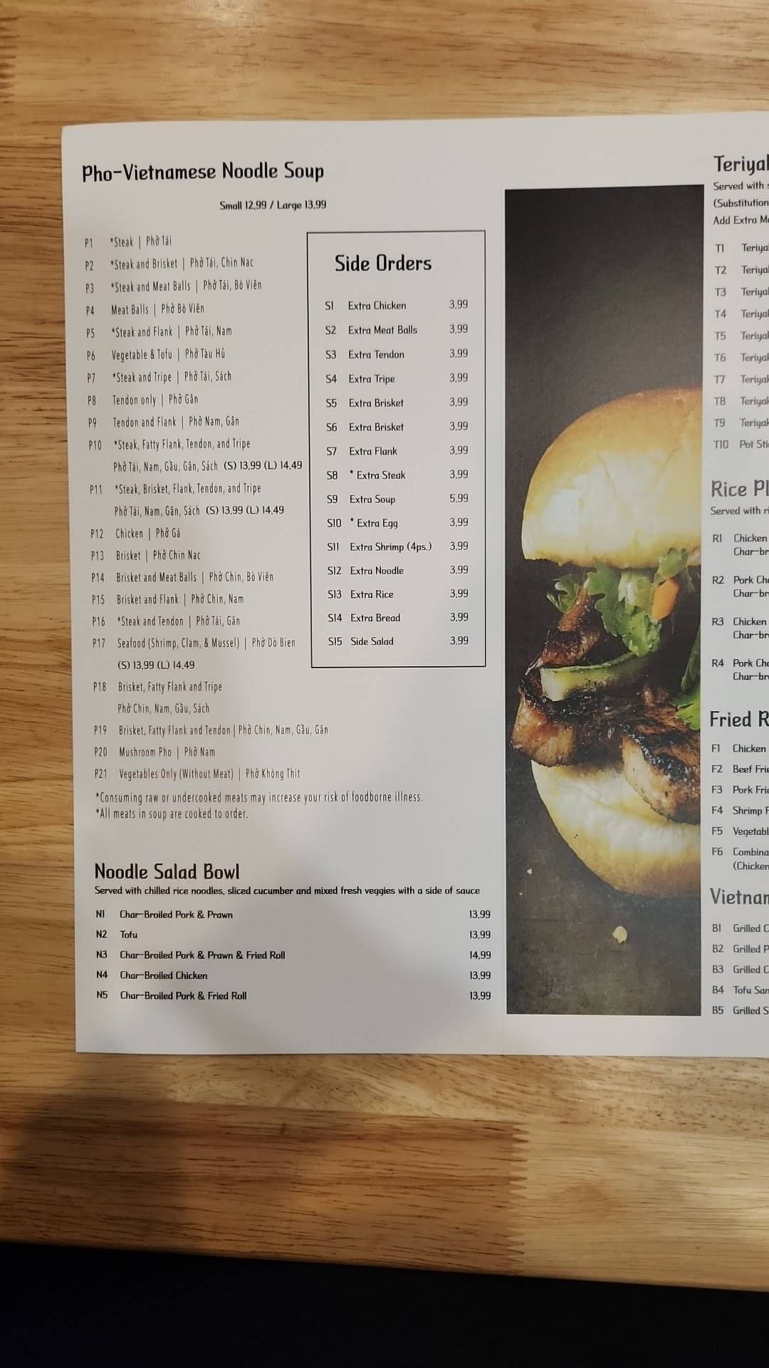 Menu at Happy Pho Time restaurant, Bonney Lake