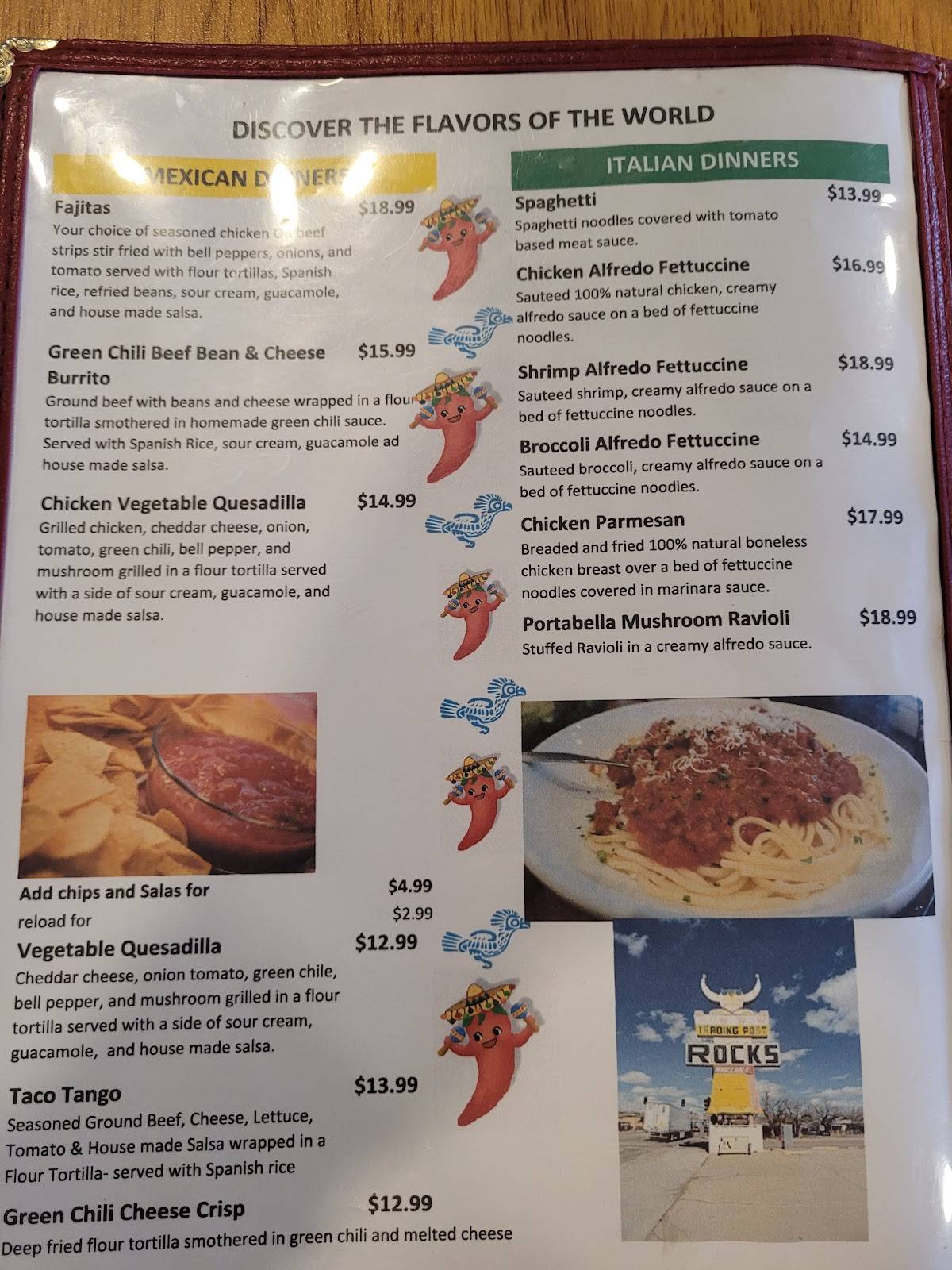 Menu at Tom & Suzie's Diner restaurant, Holbrook, Navajo Blvd