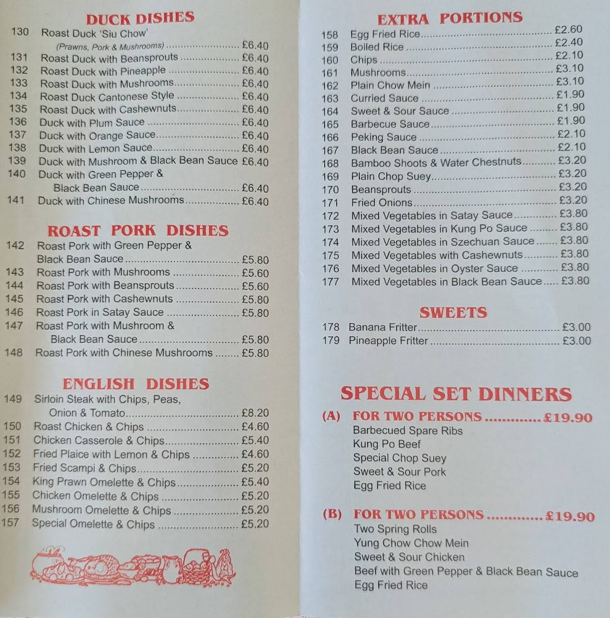 Menu at Hong Kong City restaurant, Gloucester