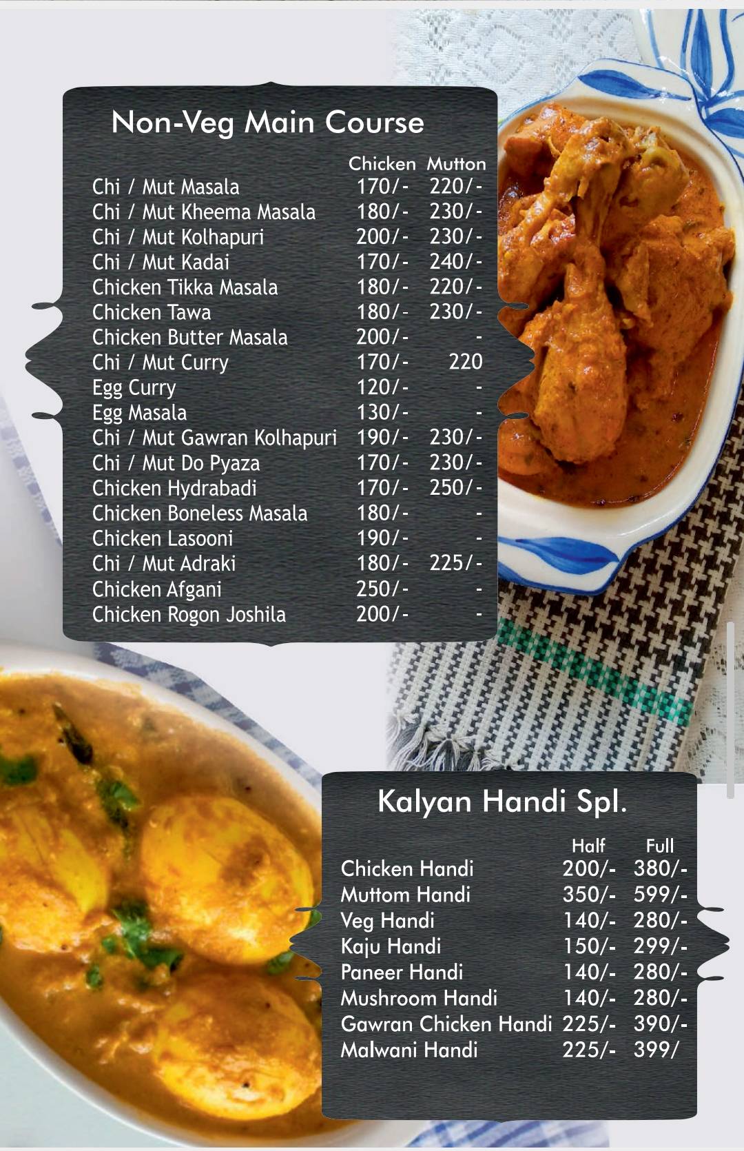 Menu at Hotel Kalyan Veg/Non-Veg Family Restaurant, India