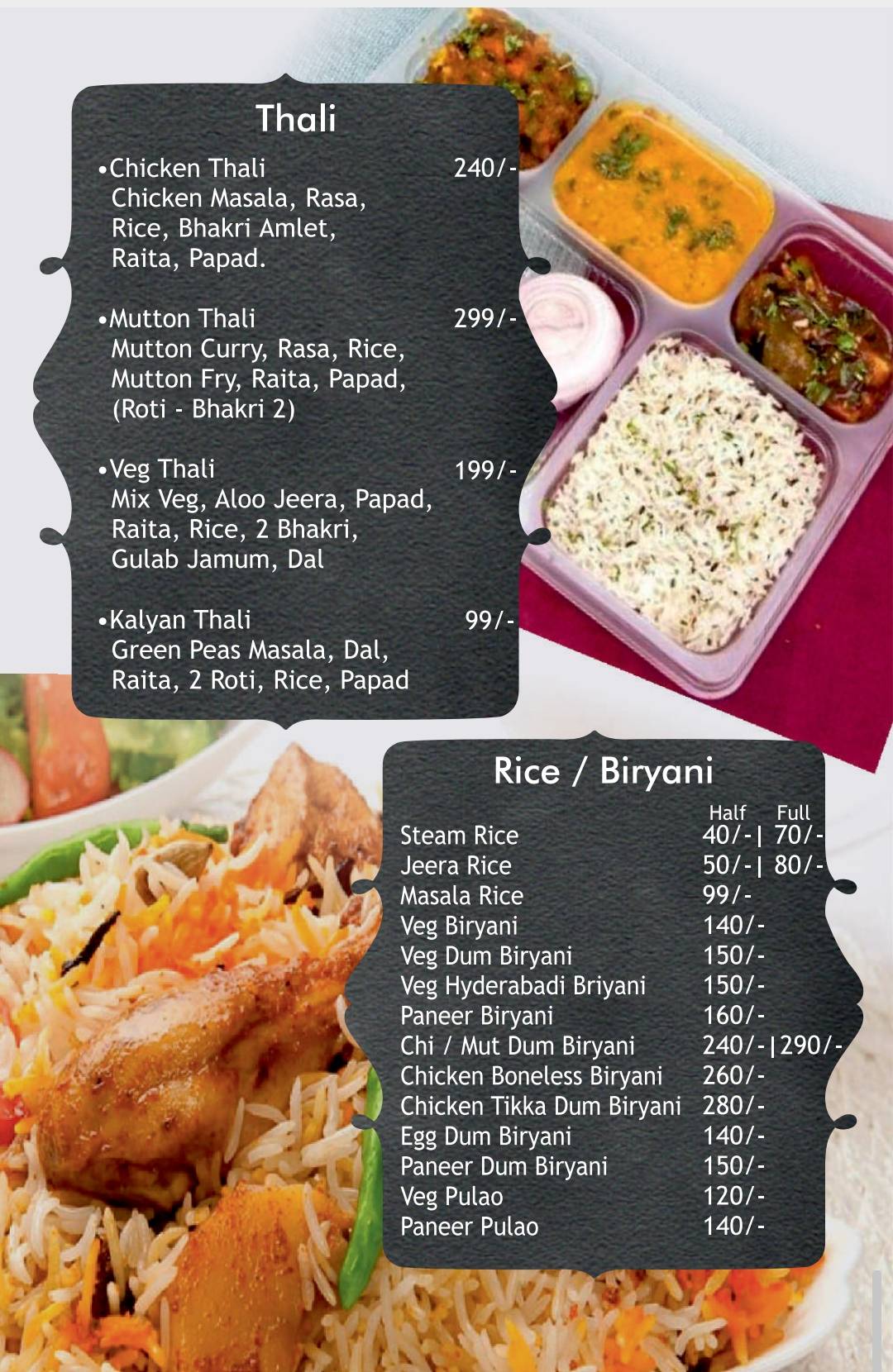 Menu at Hotel Kalyan Veg/Non-Veg Family Restaurant, India