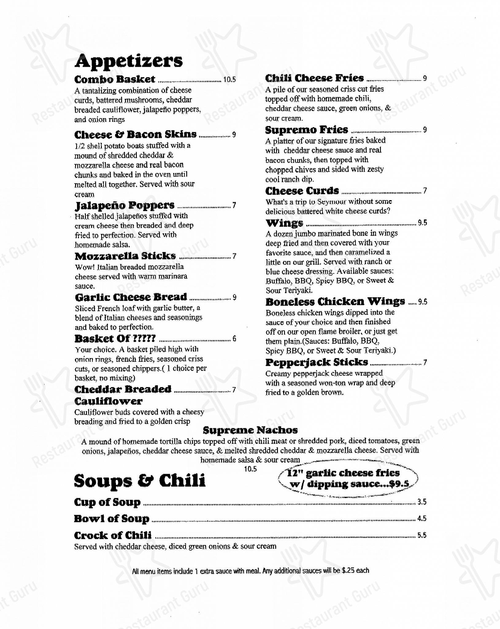 Menu at Hotel Seymour Supperclub, Seymour