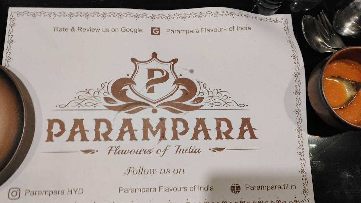 Menu at Parampara - Flavours Of India, Hyderabad