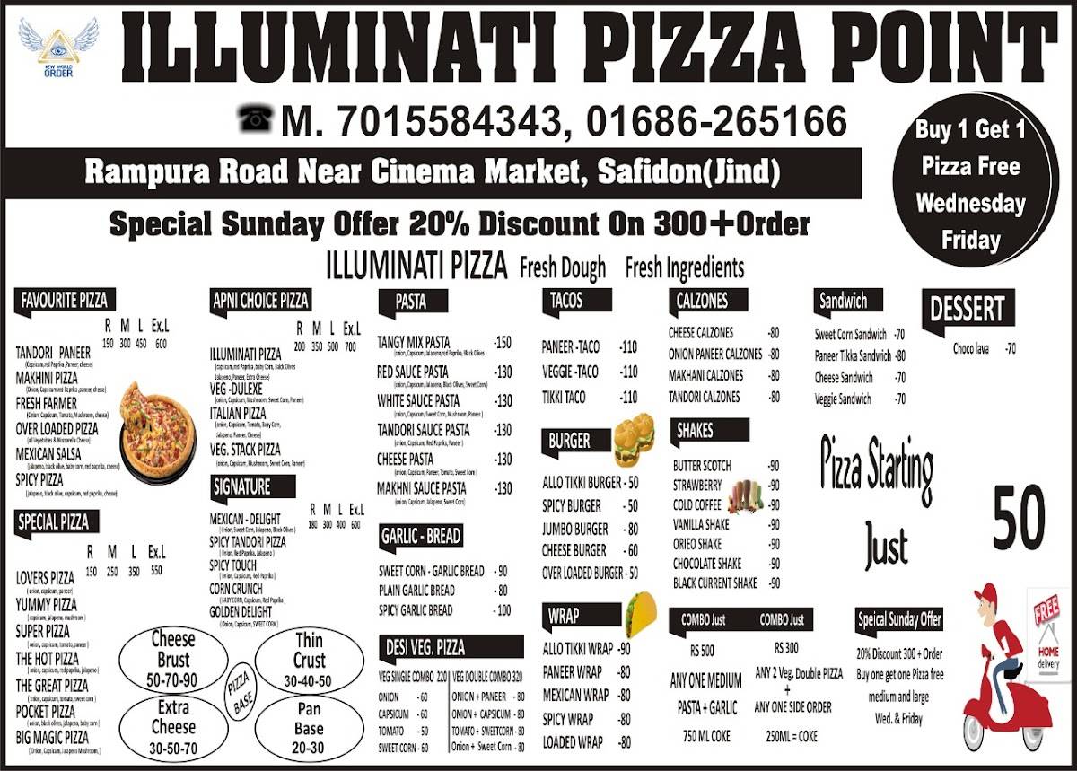 Menu at Illuminati Pizza Point, Safidon