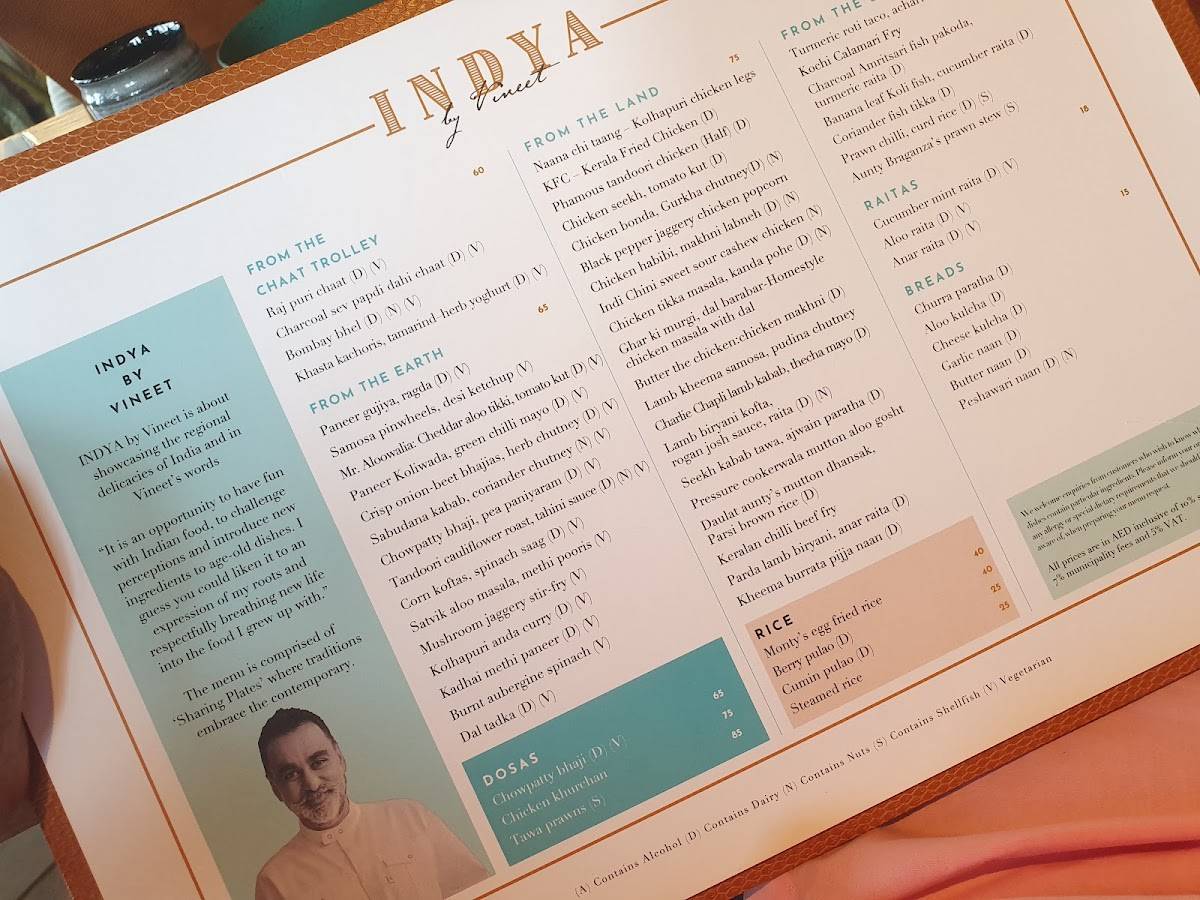 Menu at Indya by Vineet restaurant, Dubai