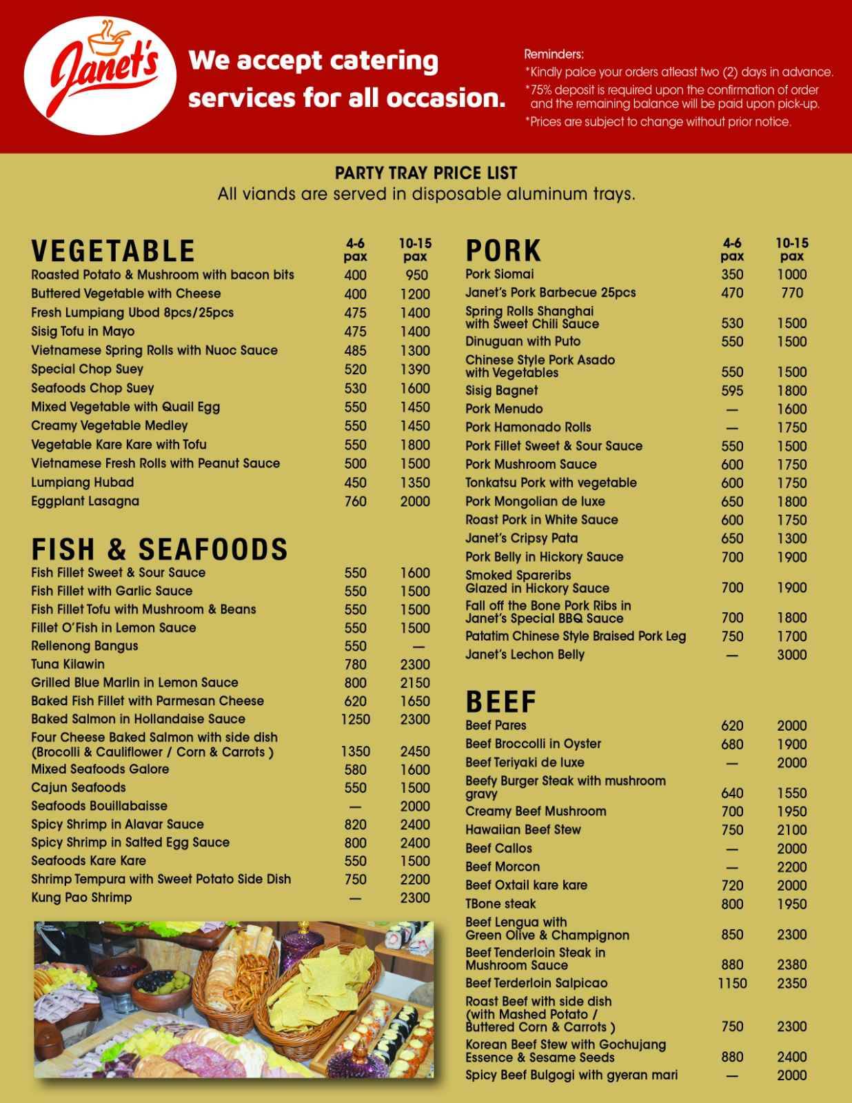 Menu at Janet's Pares House restaurant, Quezon City, P2CQ+P4M