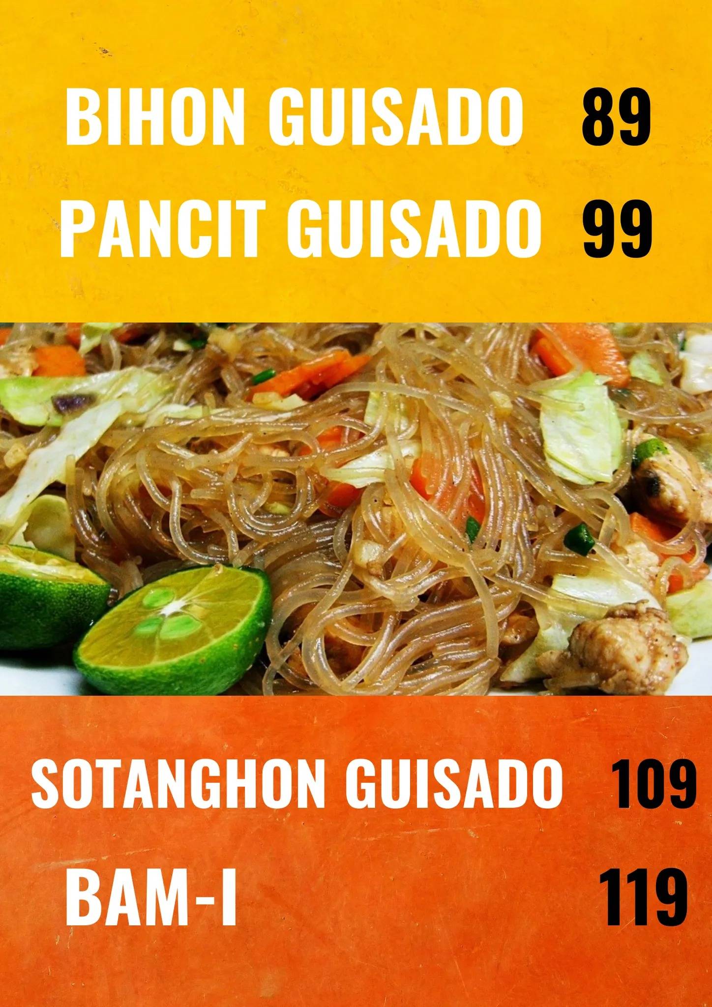 Menu at Janna's restaurant, Iloilo City