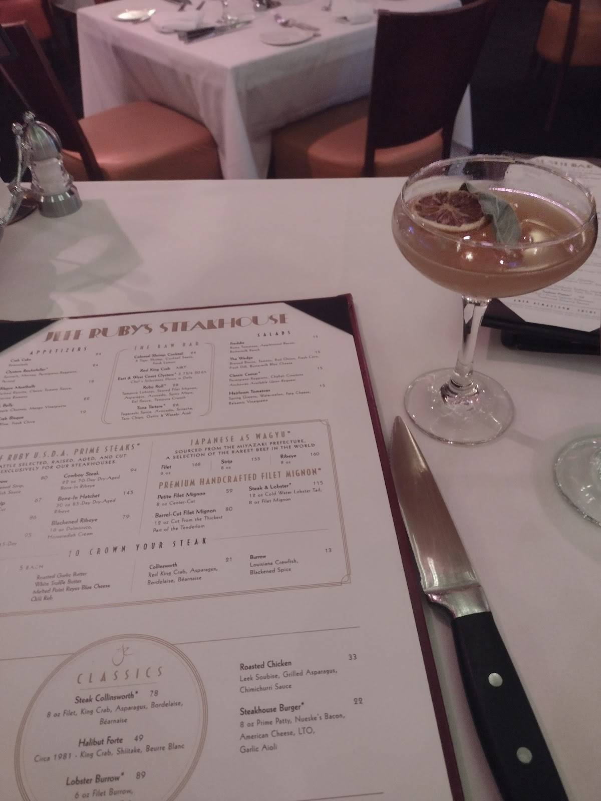 Menu at Jeff Ruby's Steakhouse, Louisville, Louisville