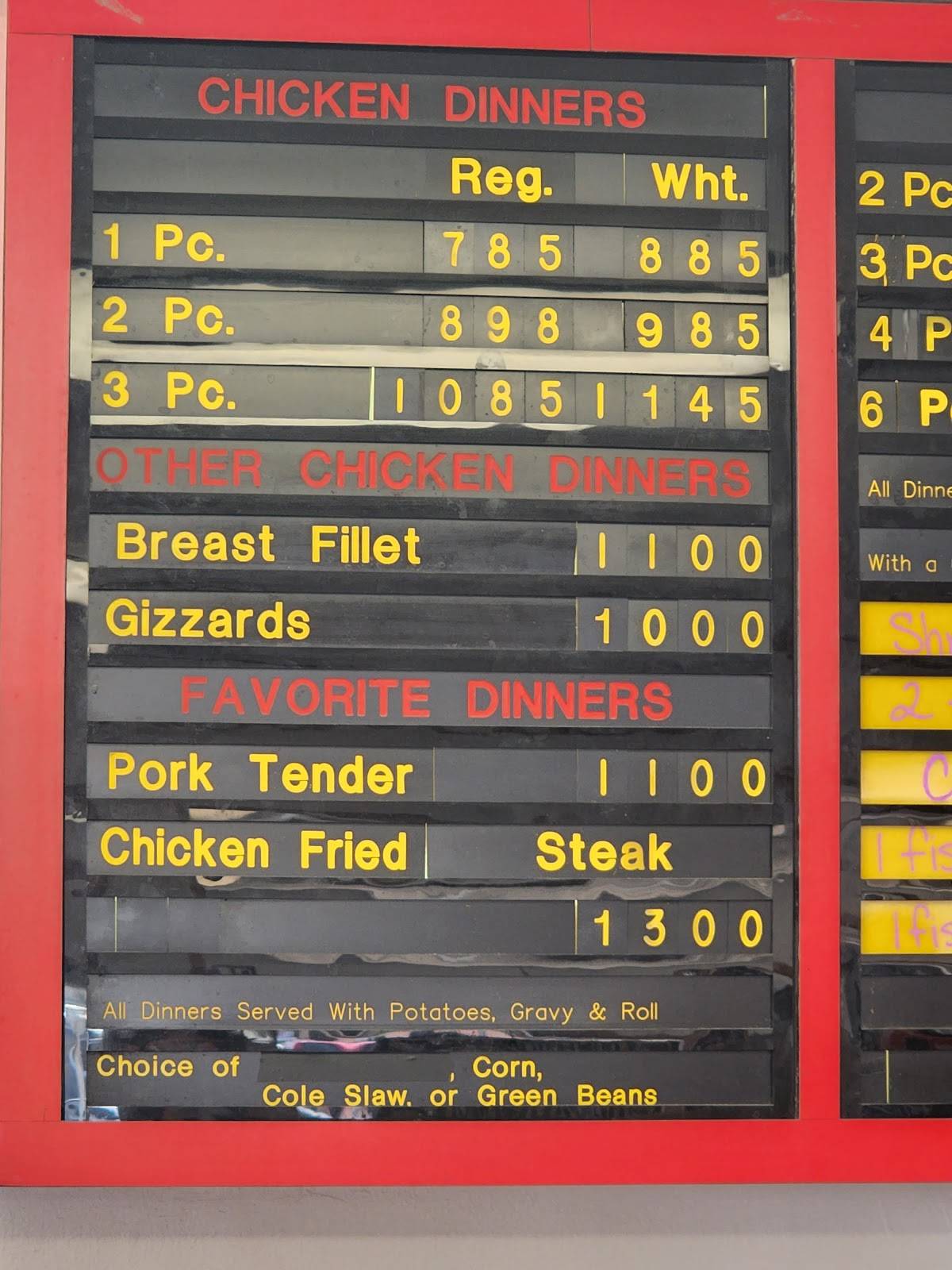 Menu at Jim's Country Style Chicken, Inc. restaurant, Salina