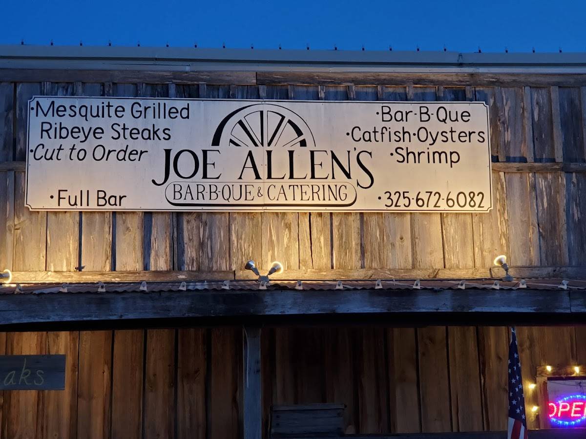 Menu at Joe Allen's Pit Bar-B-Que, Abilene