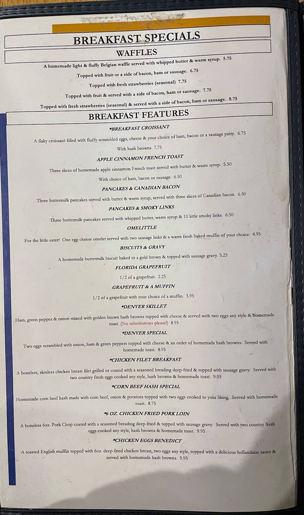 Menu at Pine Cone Restaurant, Johnson Creek