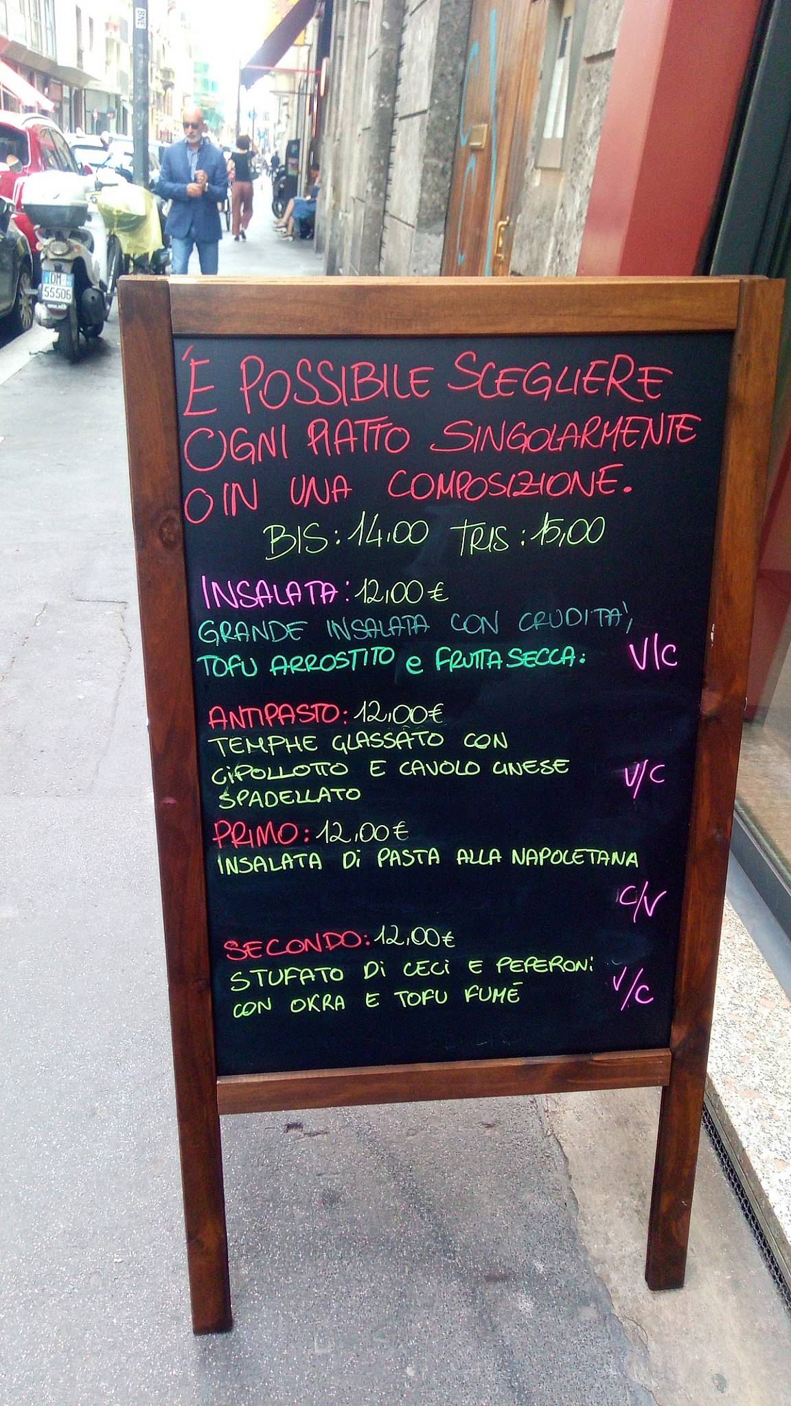 Menu at Joia restaurant, Milan