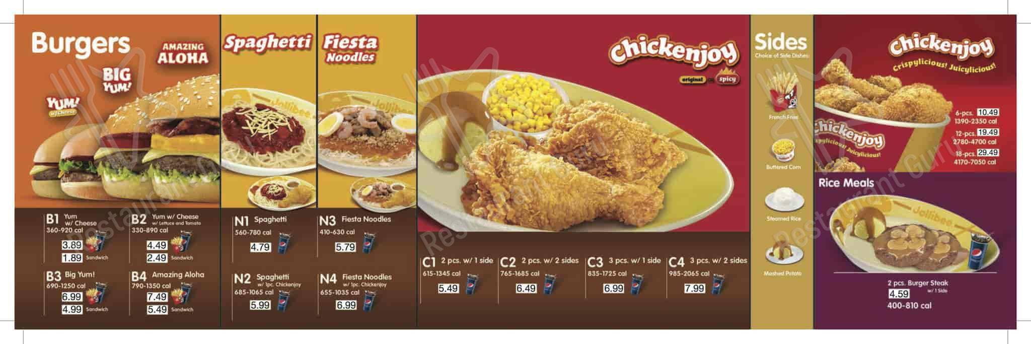 Menu at Jollibee fast food, Virginia Beach