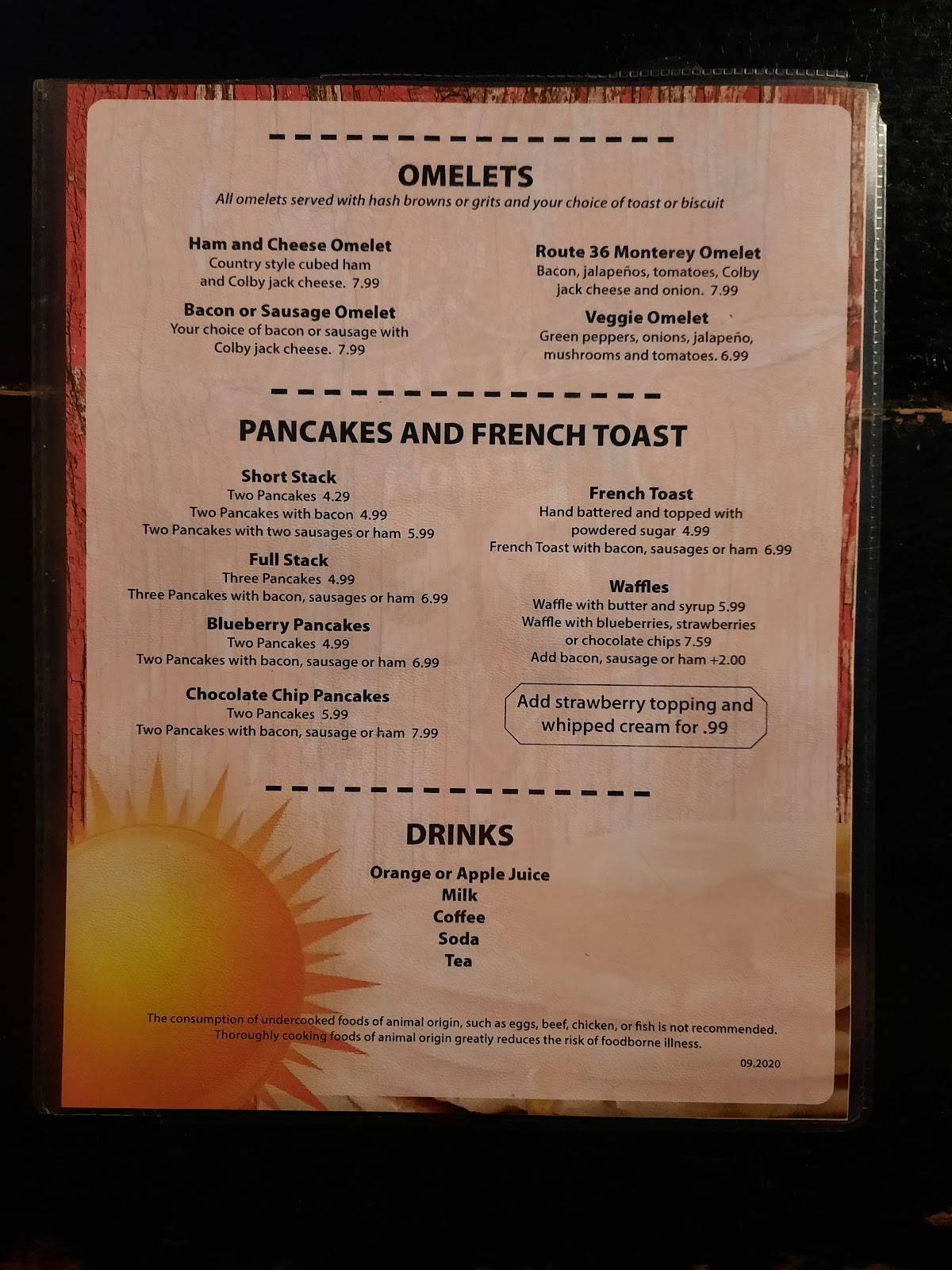 Menu at Junction on Route 36 pub & bar, Gatesville, TX-36 N