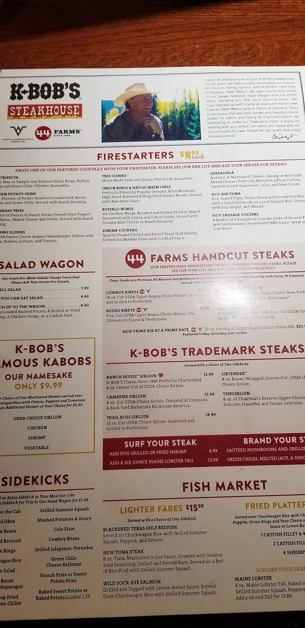 Menu at K-Bob's Steakhouse and Catering, Ruidoso