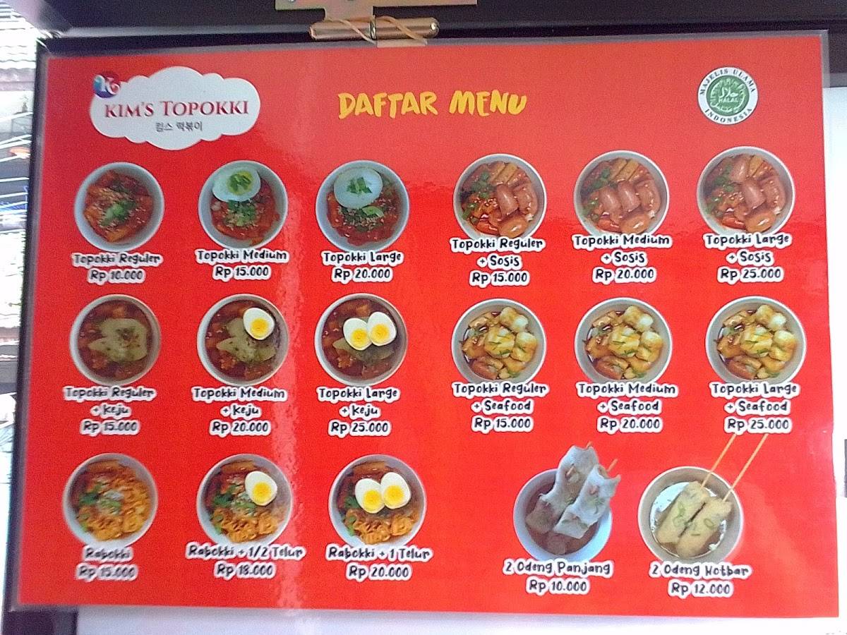 Menu at KIMS Topokki Taman GIGI, Galaxy Bekasi restaurant, Bekasi Regency