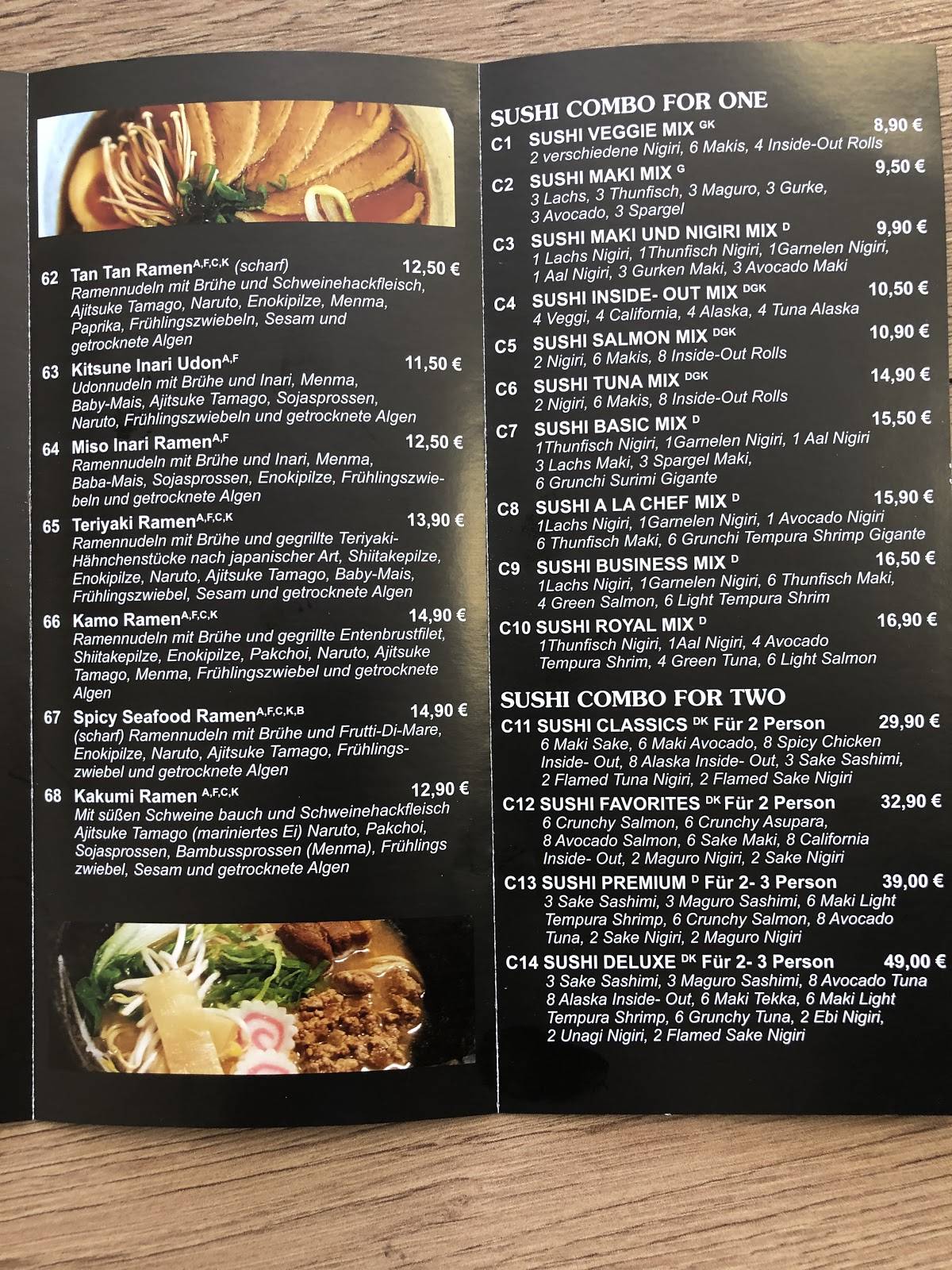 Speisekarte von KIRIGAMI restaurant, Lindau (Bodensee)