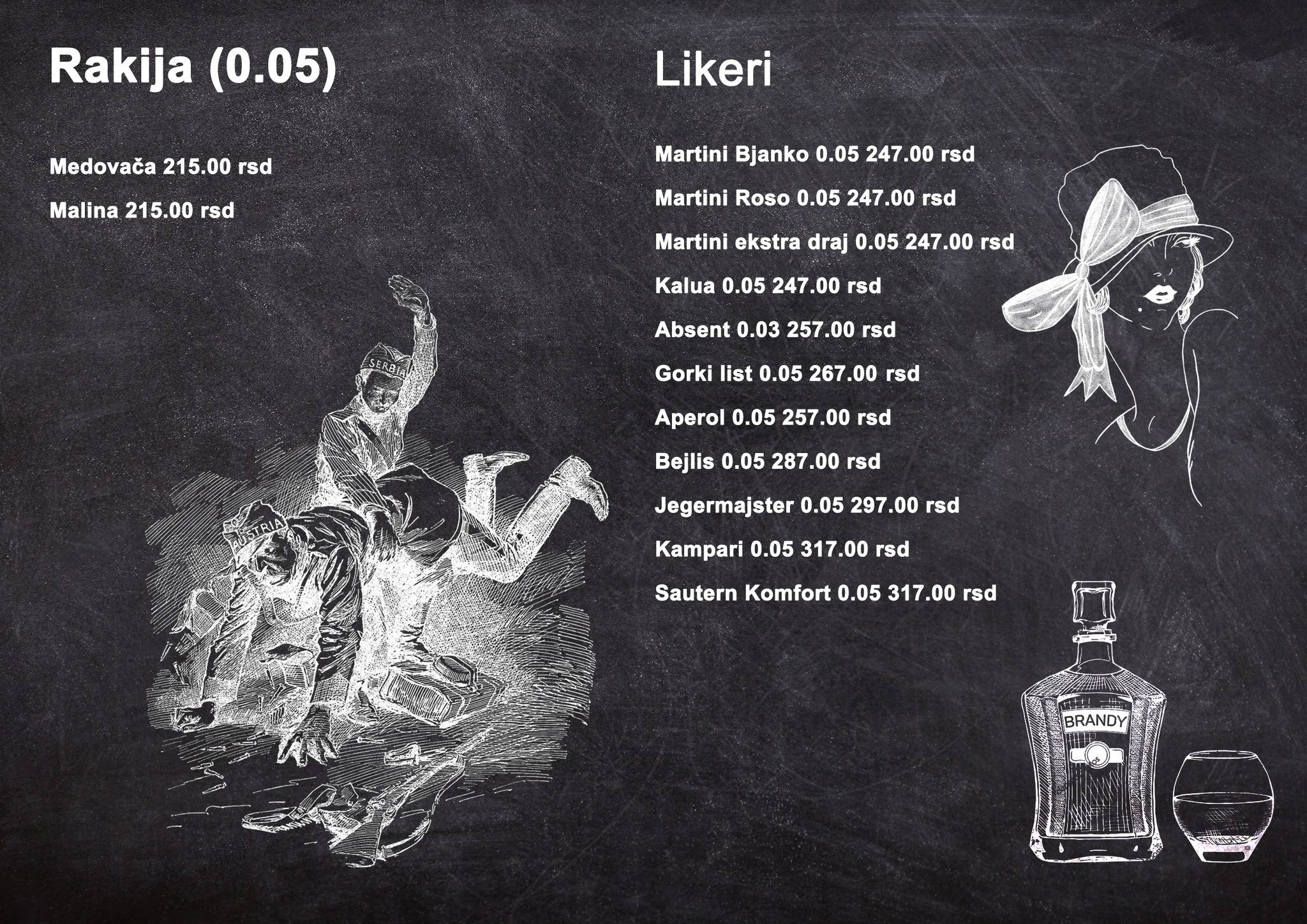 Menu at Kafe Bar Blaznavac, Belgrade