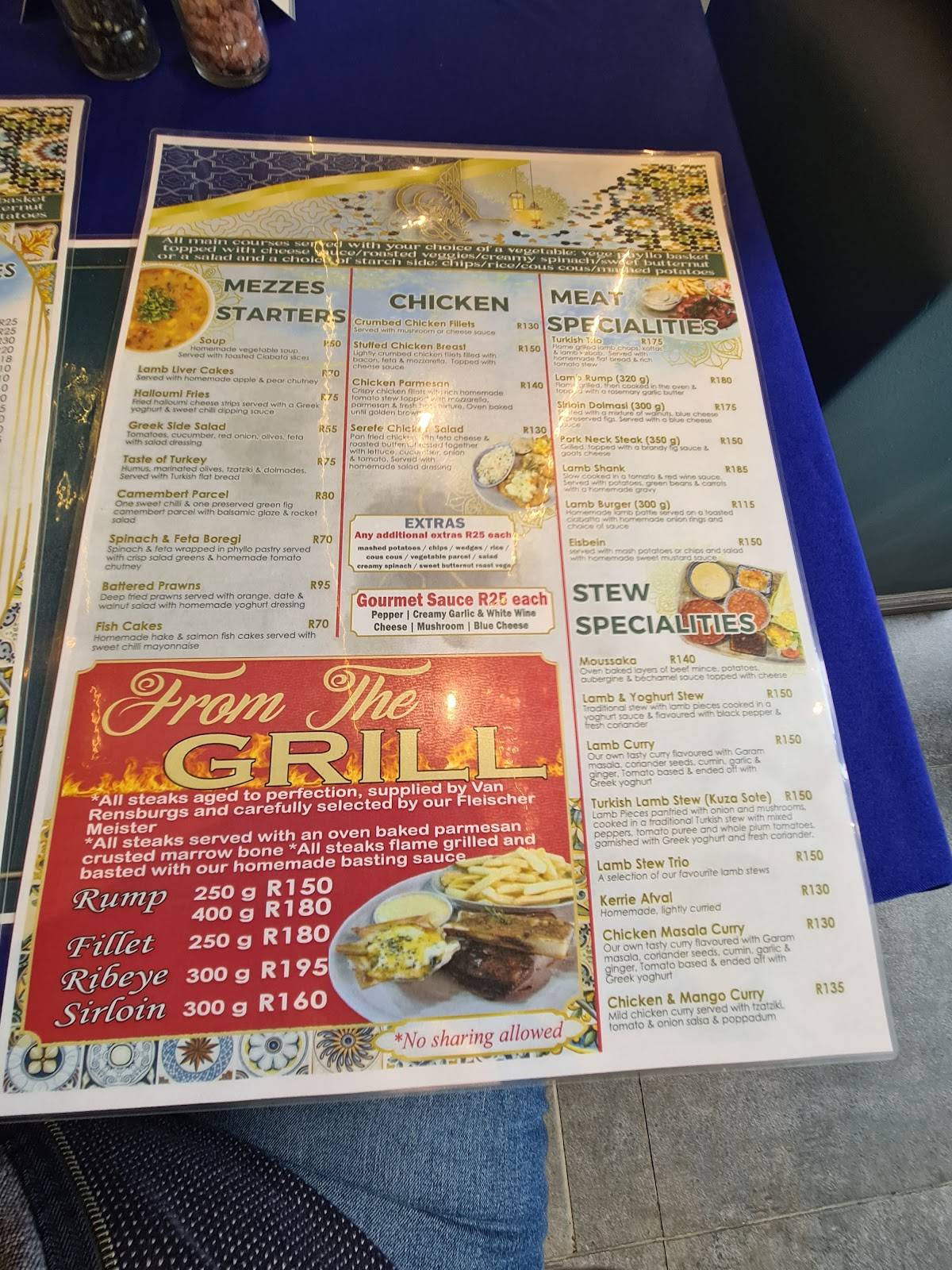 Menu at Kafe Serefe restaurant, George