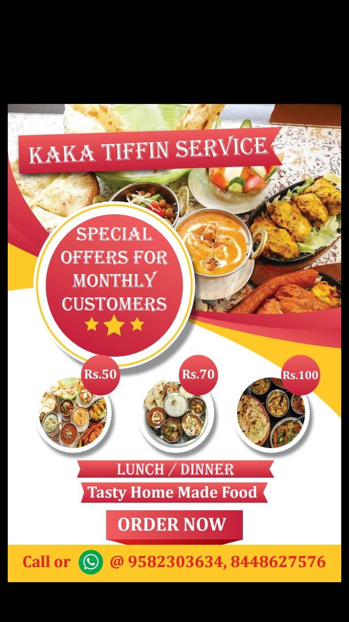 Menu at Kaka tiffin service, Delhi