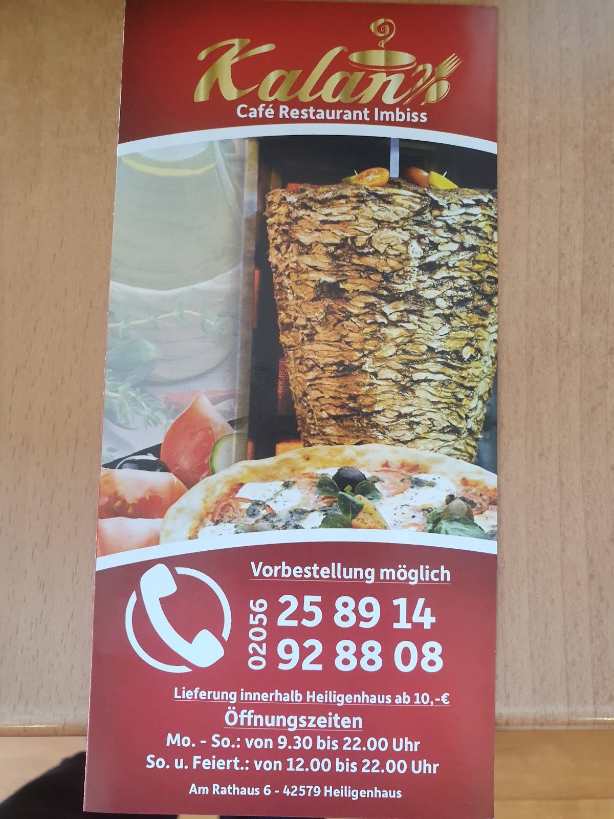 Speisekarte von Kalan Cafe Restaurant Imbiss, Heiligenhaus