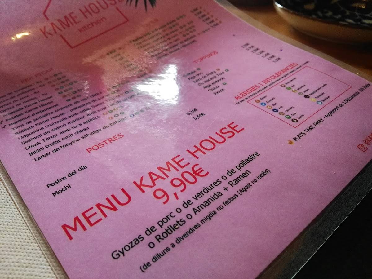 Carta del restaurante Kame House Kitchen, Sabadell