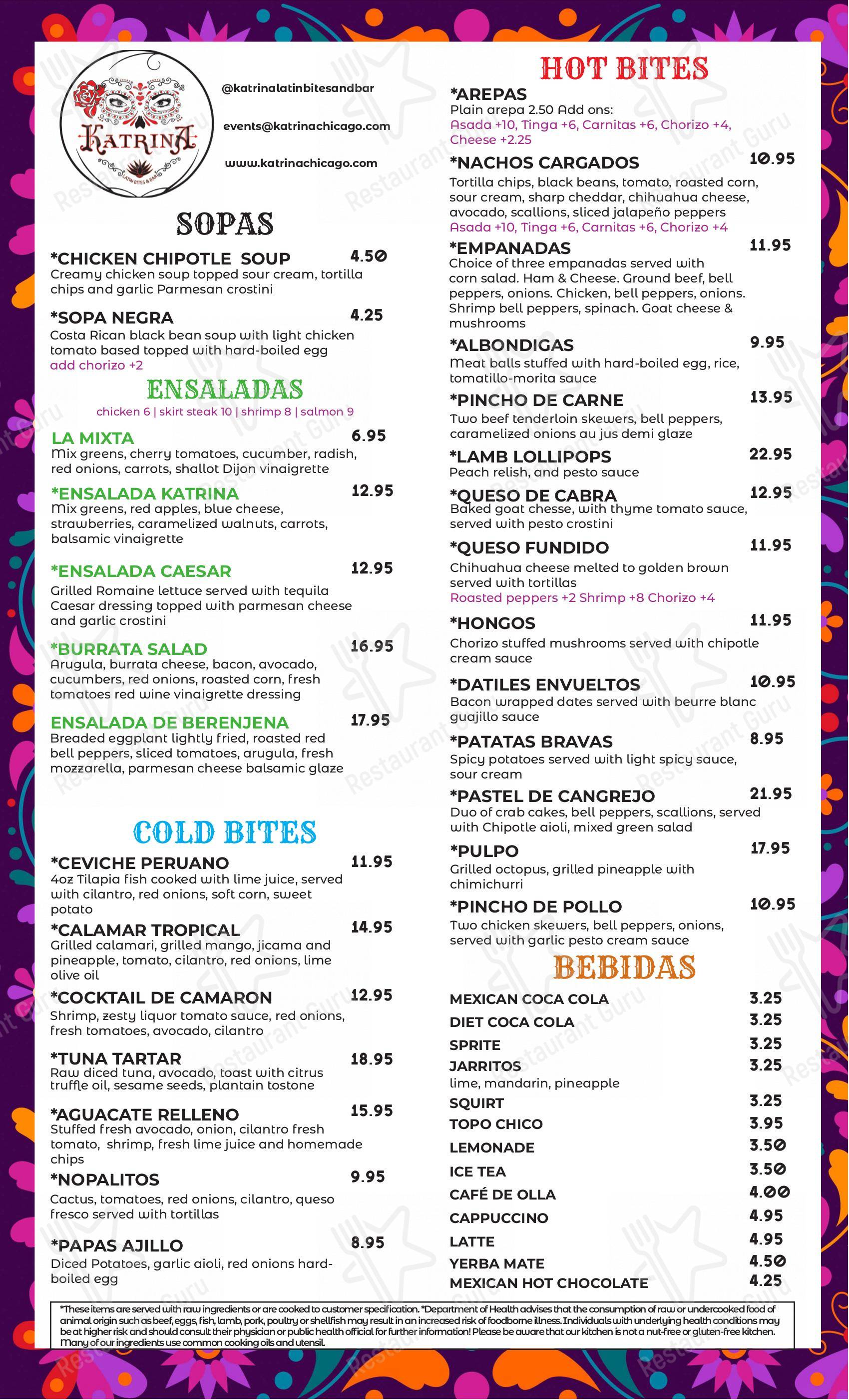 Menu at Katrina Latin Bites & Bar, Naperville
