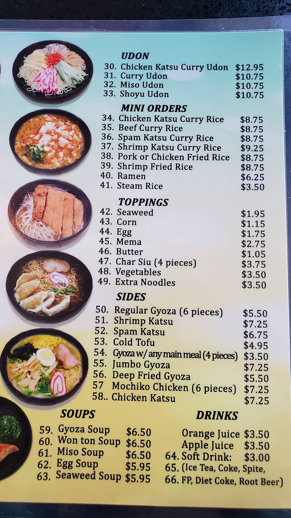 Menu at Kauai Ramen restaurant, Eleele, Waialo Rd