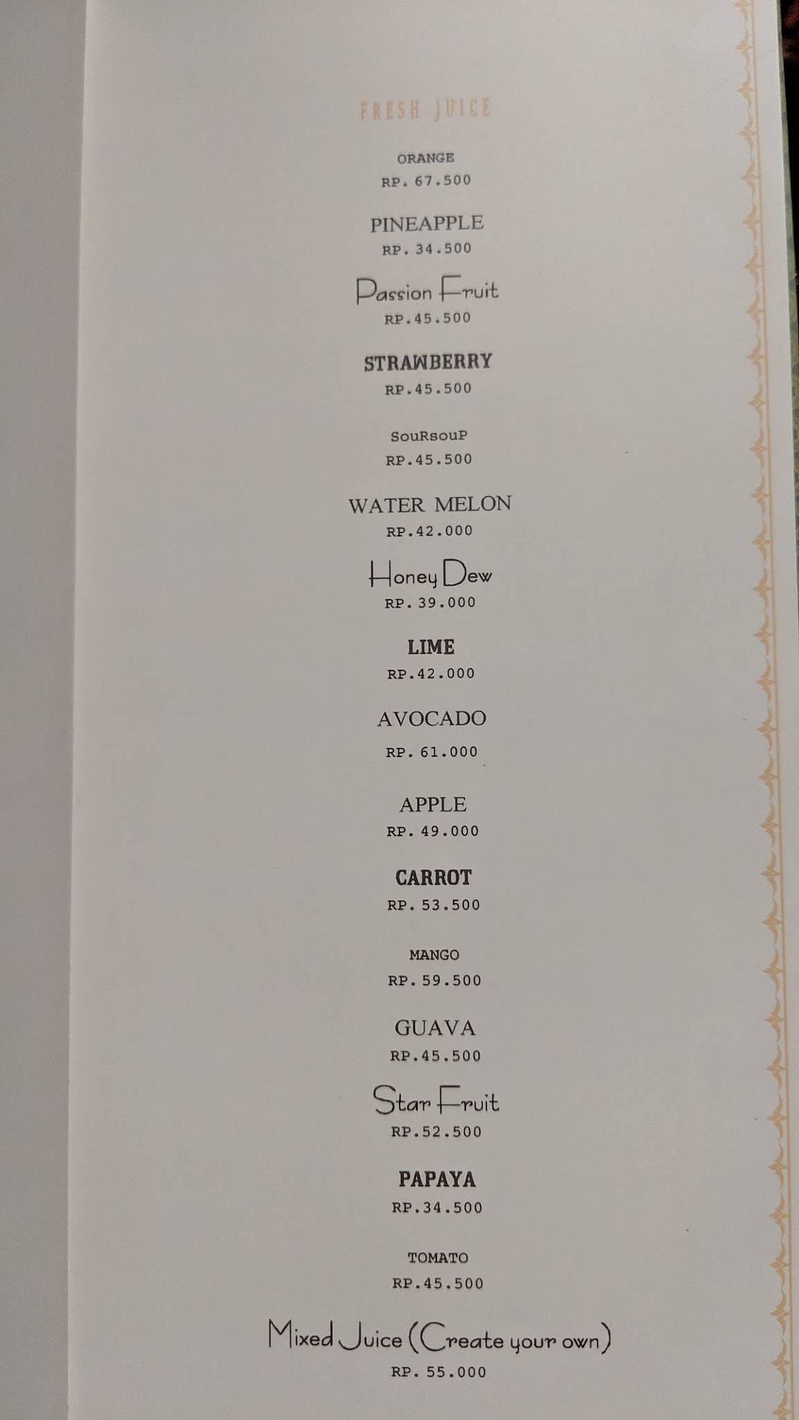 Menu at Kembang Goela Restaurant, Jakarta, Jl. Jend. Sudirman No.Kav. 47-48