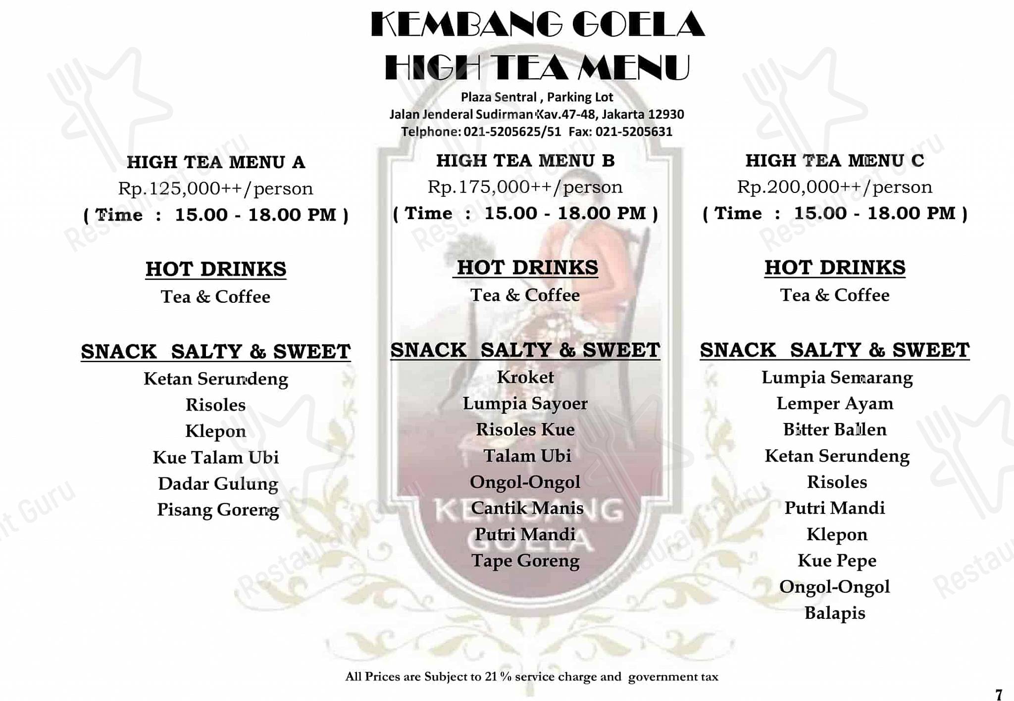 Menu at Kembang Goela Restaurant, Jakarta, Jl. Jend. Sudirman No.Kav. 47-48