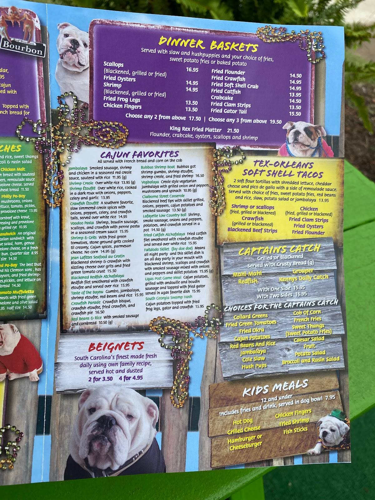 Menu at Kenny B's French Quarter Cafe, Hilton Head Island