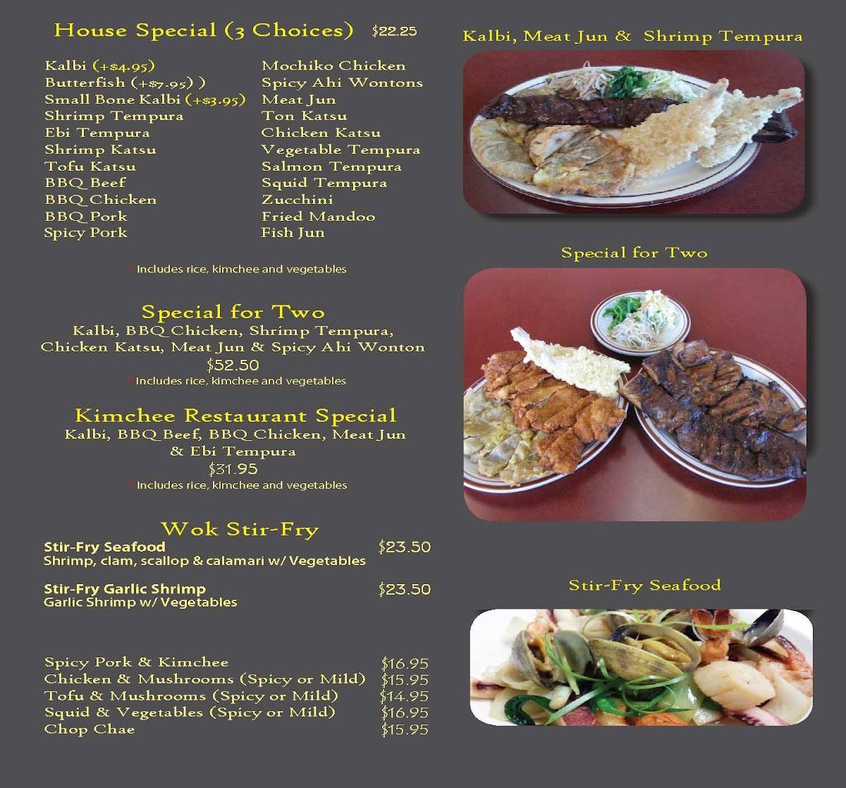 Menu at Kim Chee Restaurant 7, Aiea