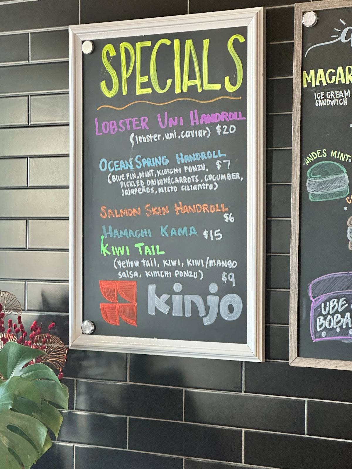 Menu at Kinjo Hand Roll Bar, Sacramento