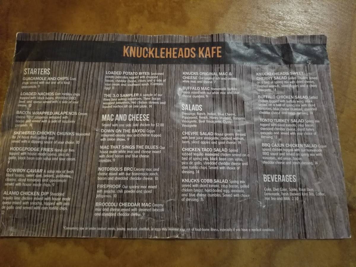 Menu at Knucklehead's Kafe BBQ, Grand Rapids