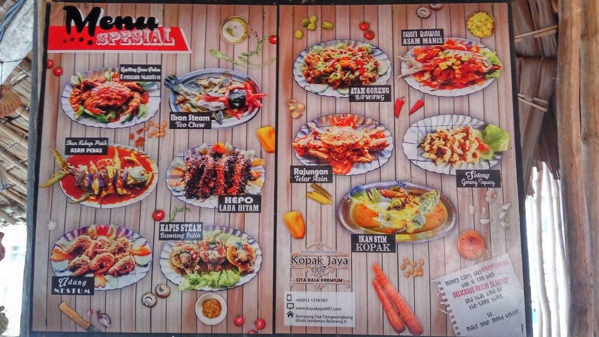 Menu at Kopak Jaya 007 Kelong Seafood Batam restaurant, Batam
