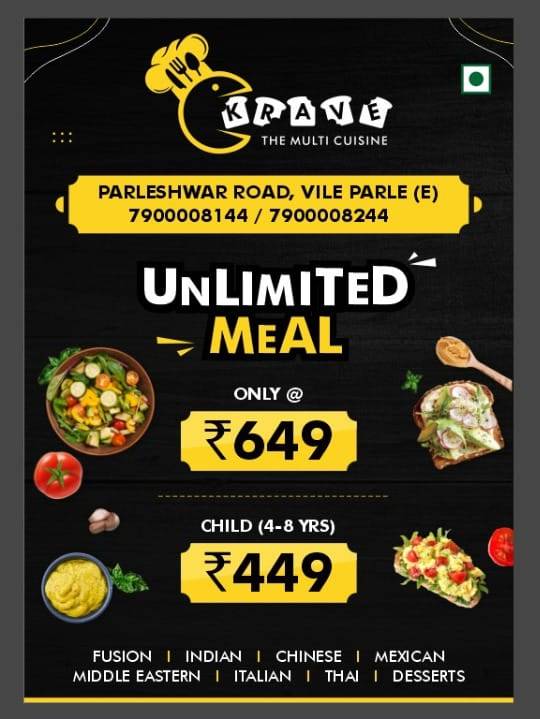 Menu at Krave - The Multi Cuisine, Vile Parle, Mumbai