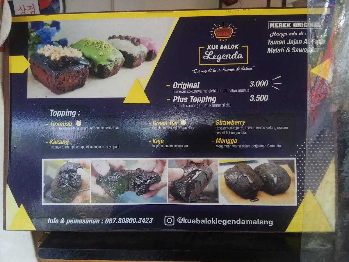 Carta del restaurante Kue Balok Legenda Malang (Sawojajar), Malang
