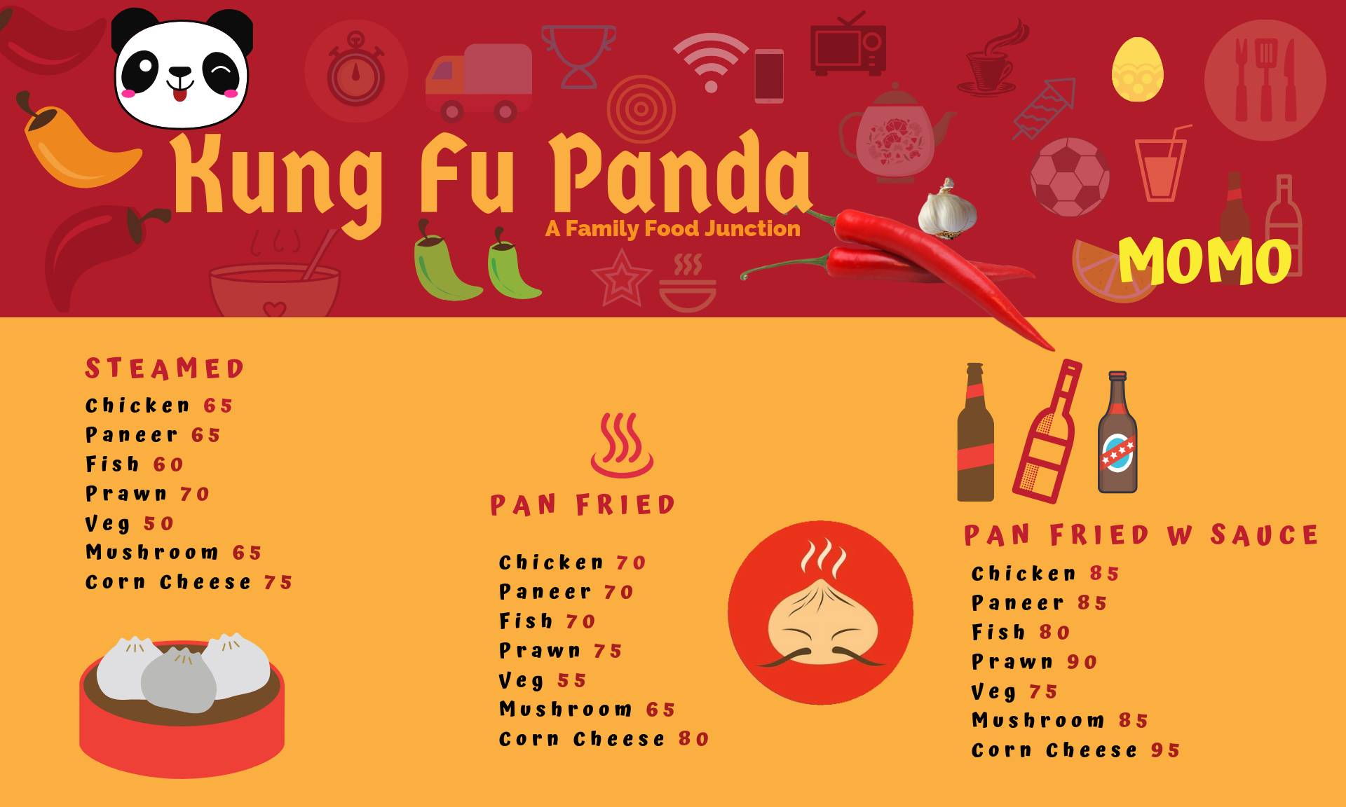 Menu at Kung Fu Panda, Durgapur