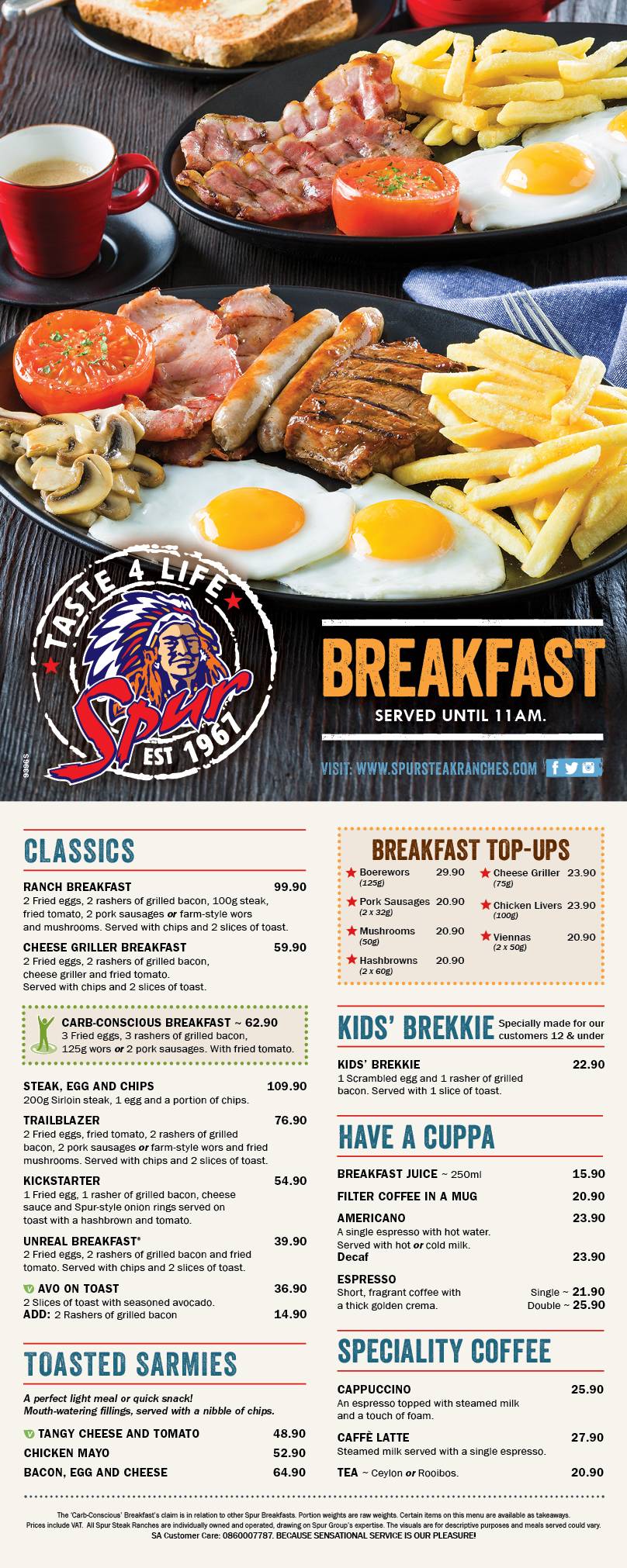Menu at Del Rio Spur Steak Ranch restaurant, Kuruman