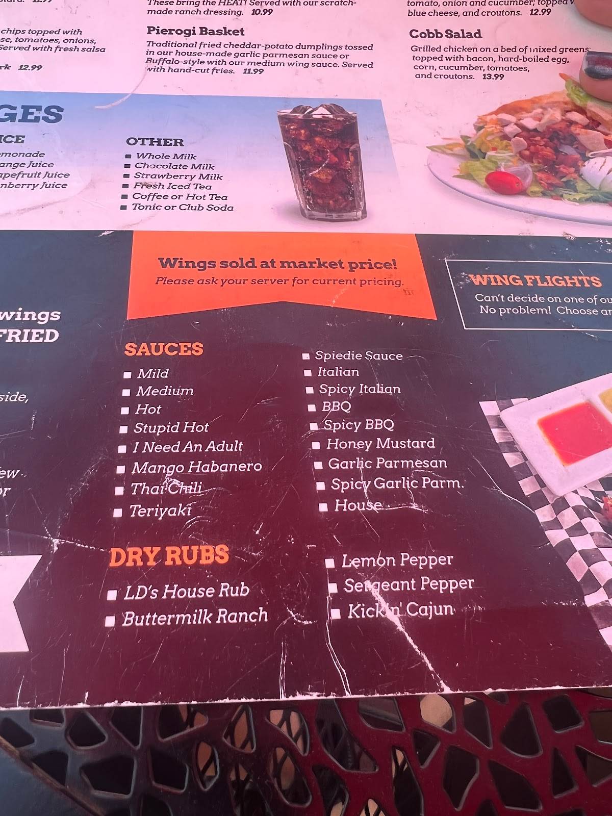 Menu at LD's restaurant, Pulaski