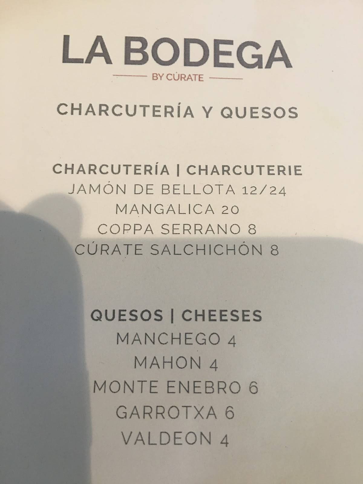Menu at La Bodega by Cúrate restaurant, Asheville