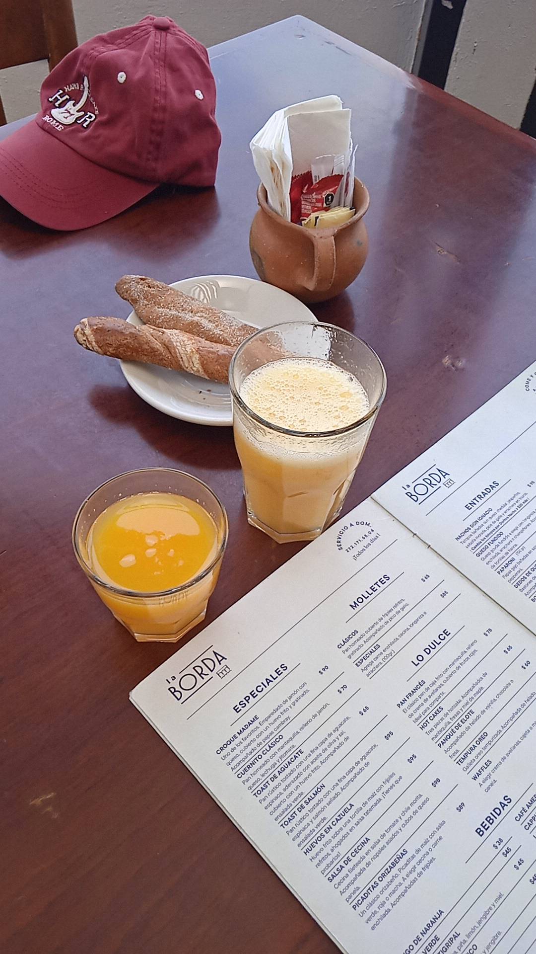 Carta del restaurante La Borda, Orizaba