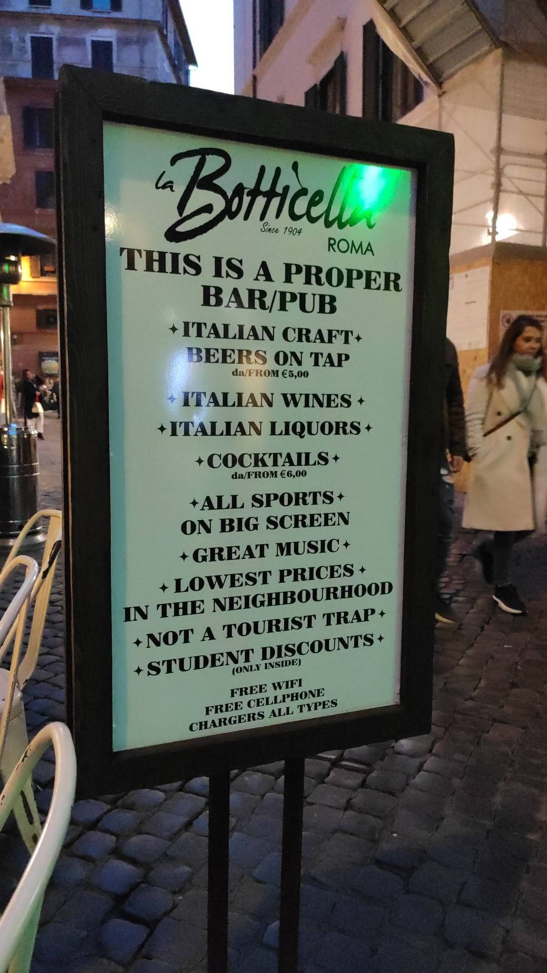 Menu da La Botticella pub & bar, Roma, Via di Tor Millina