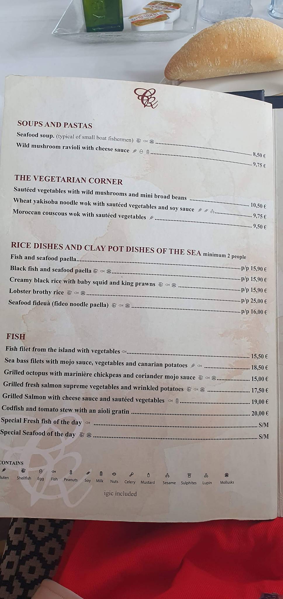 Menu at La Casa Roja restaurant, Playa Blanca, Puerto Deportivo Marina ...