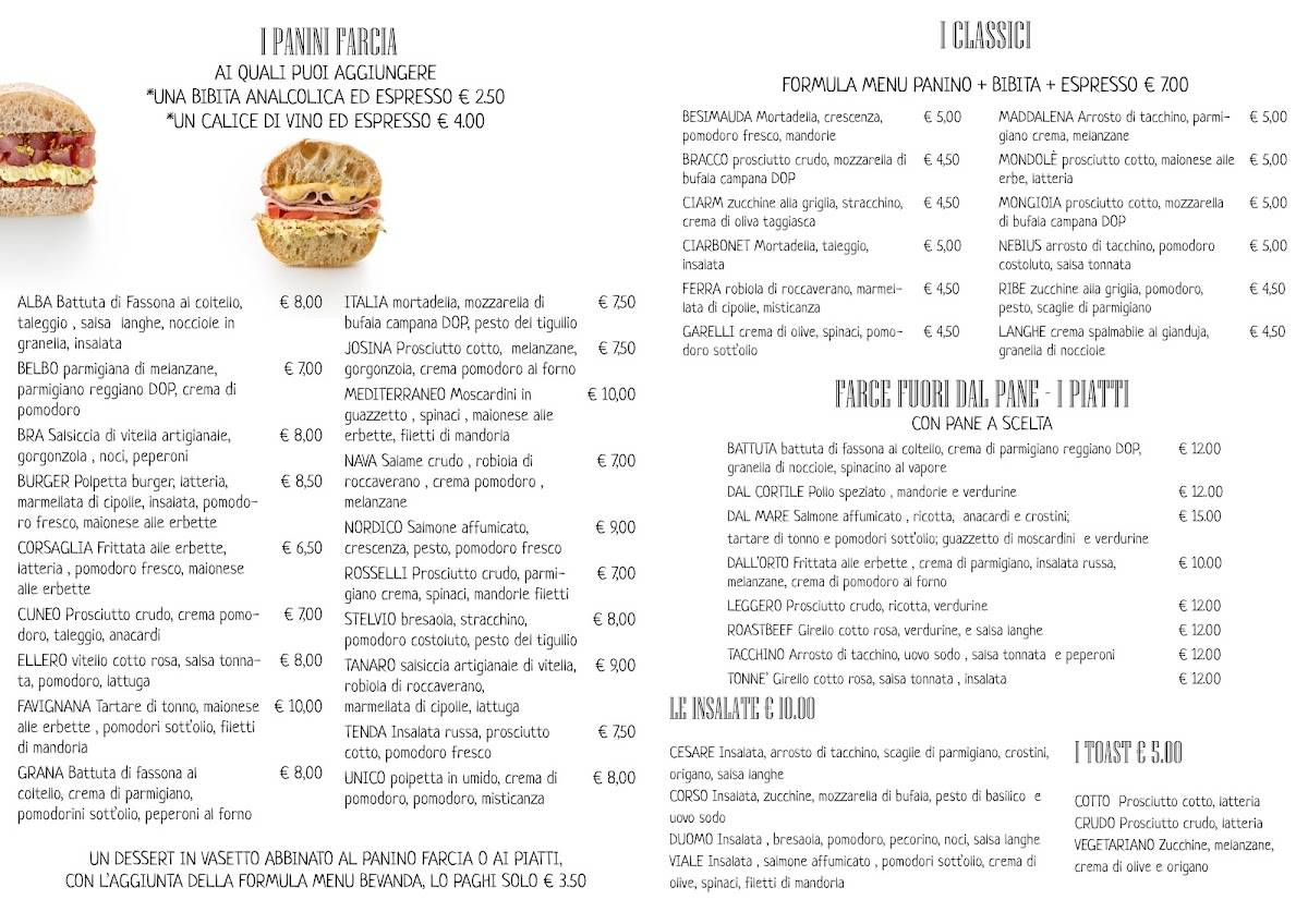 Menu da La Farcia Milano, Milano