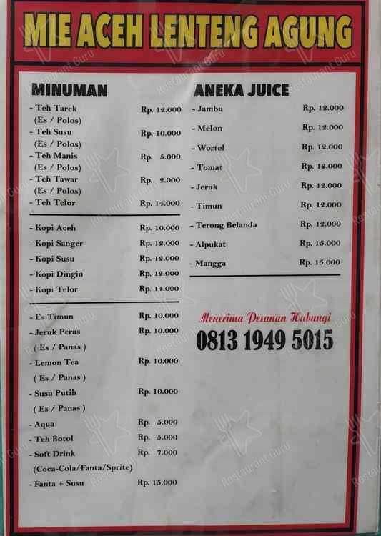 Menu at La Mie Aceh, Seafood & Bakso, Jakarta, Jl. Raya Lenteng Agung ...