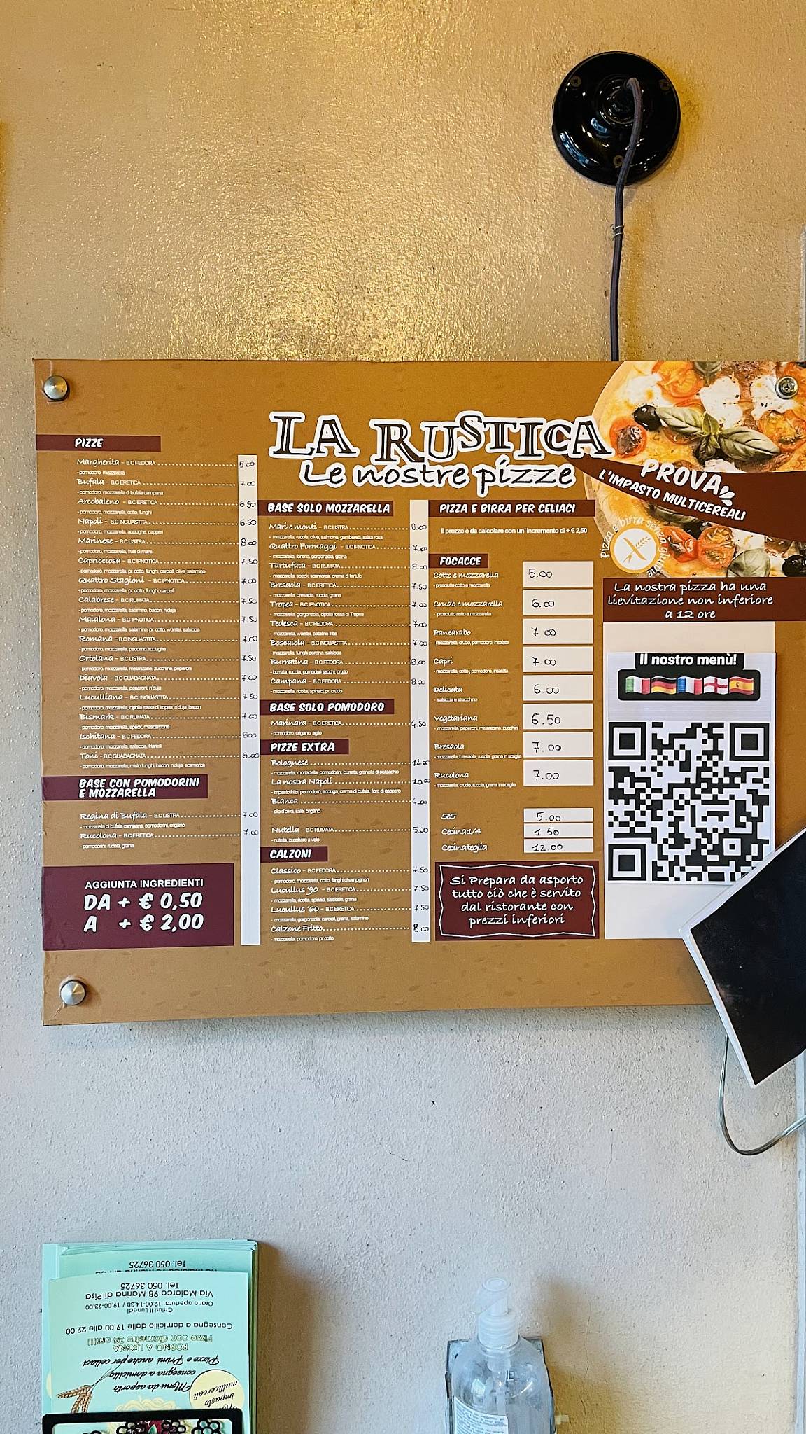 Speisekarte von La Rustica restaurant, Marina di Pisa