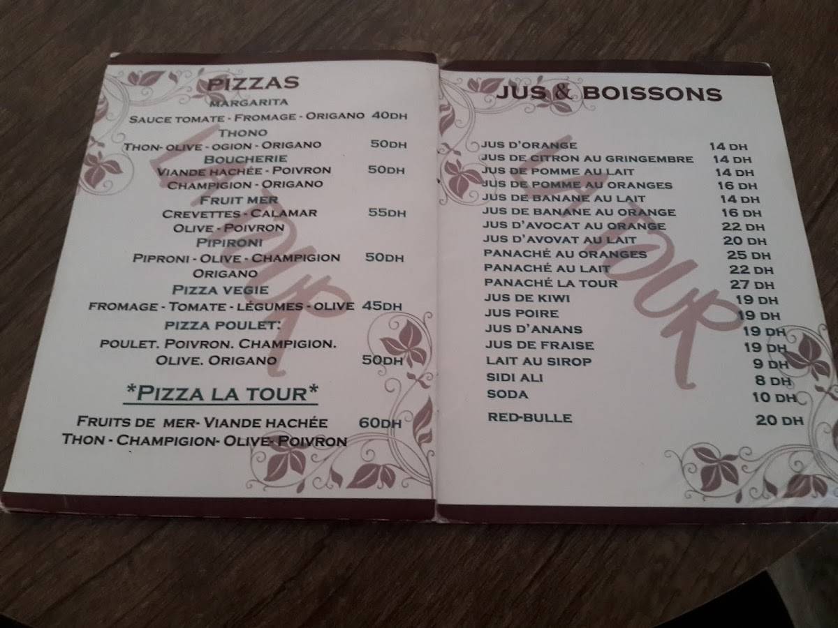 Menu au La Tour Café Restaurant, Sidi Rahal
