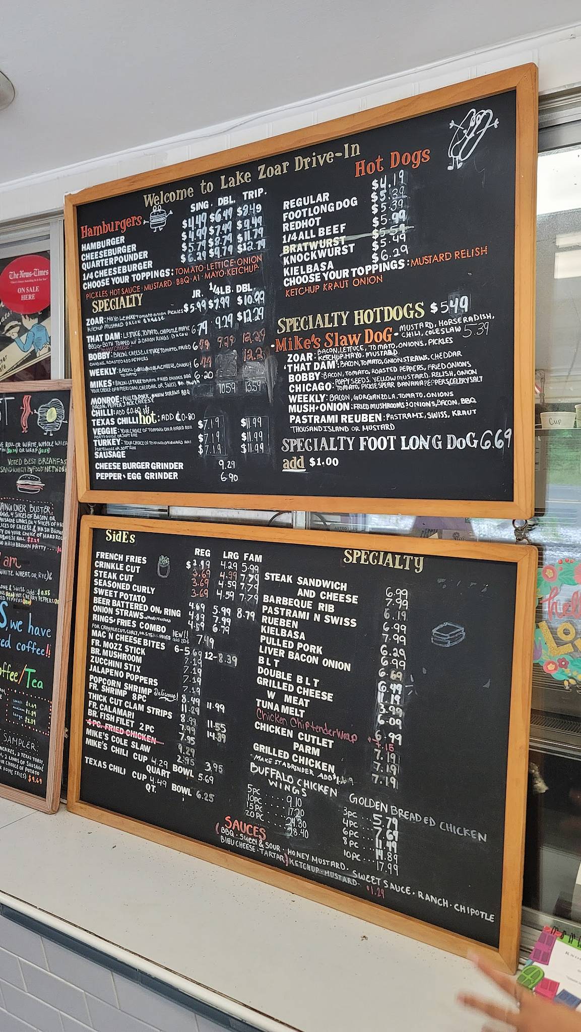 Menu at Lake Zoar Drive-In fast food, Monroe