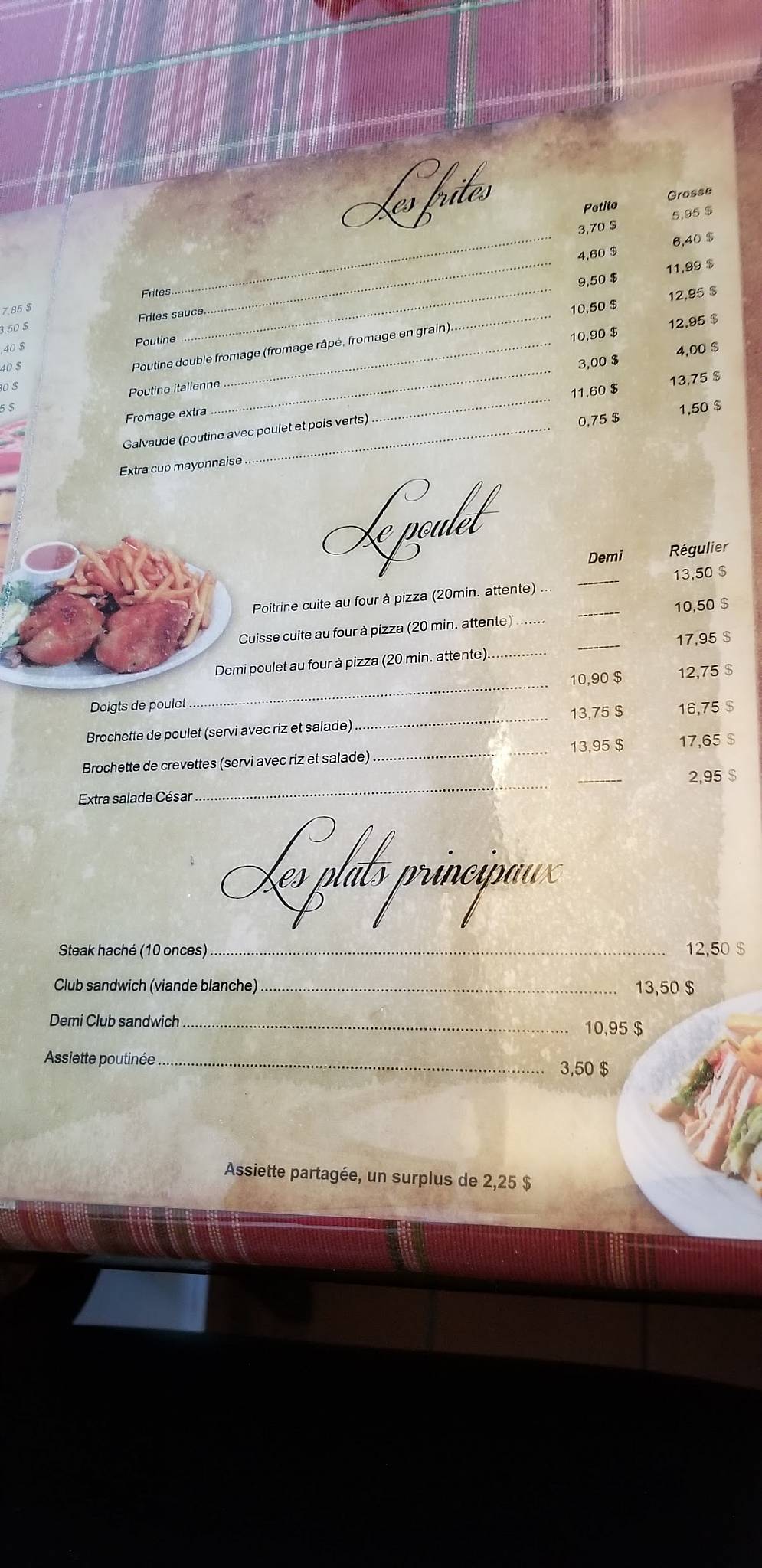Menu au Pizzéria Casa-Déli restaurant, Lambton